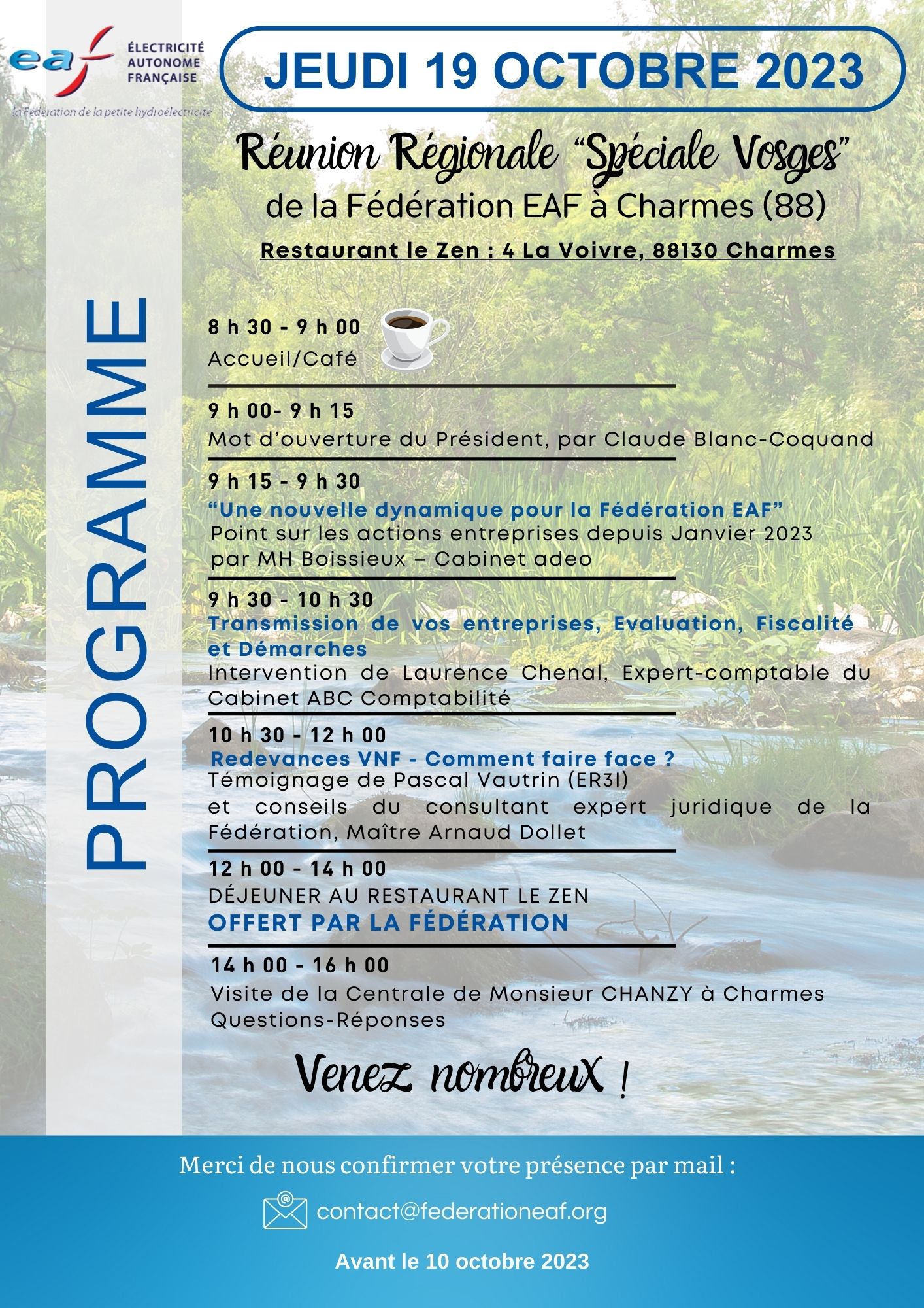 Réunion Régionale “Spéciale Vosges” - Fédération EAF